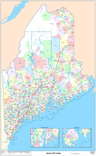 Maine State Zipcode Laminated Wall Map | eBay