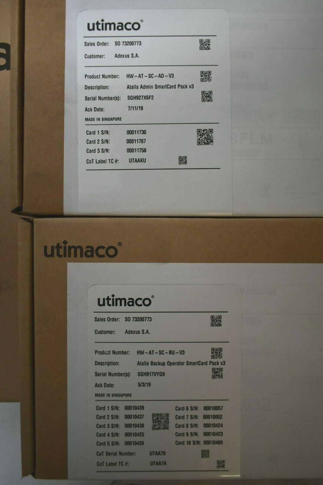 Utimaco Atalla SCA v3 w/ Admin SmartCard Pk & Backup Operator SmartCard ...