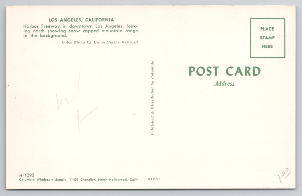 Harbor Freeway Los Angeles CA Cars Mountains c1960 Vintage Postcard ...
