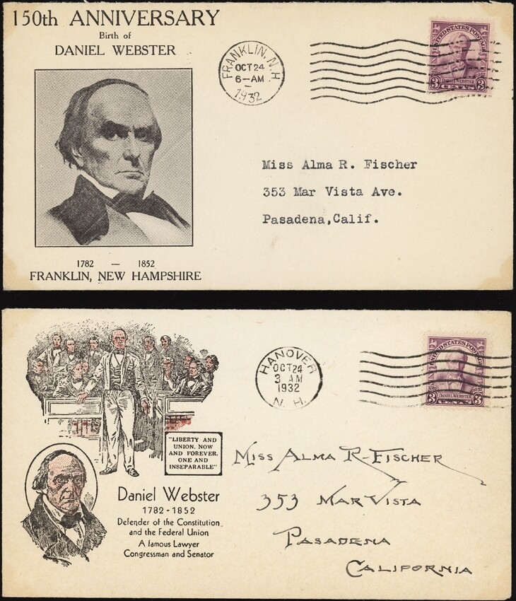 U.S., 1932. First Day x4, Daniel Webster 725, Franklin/Hanover | eBay