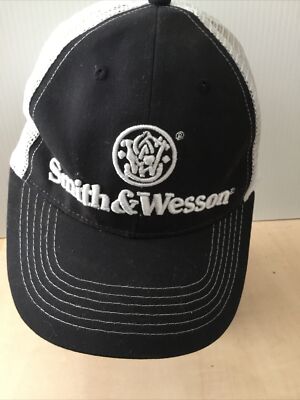 Smith & Wesson - Black w/ White Mesh Adjustable Strap Back Baseball Hat ...
