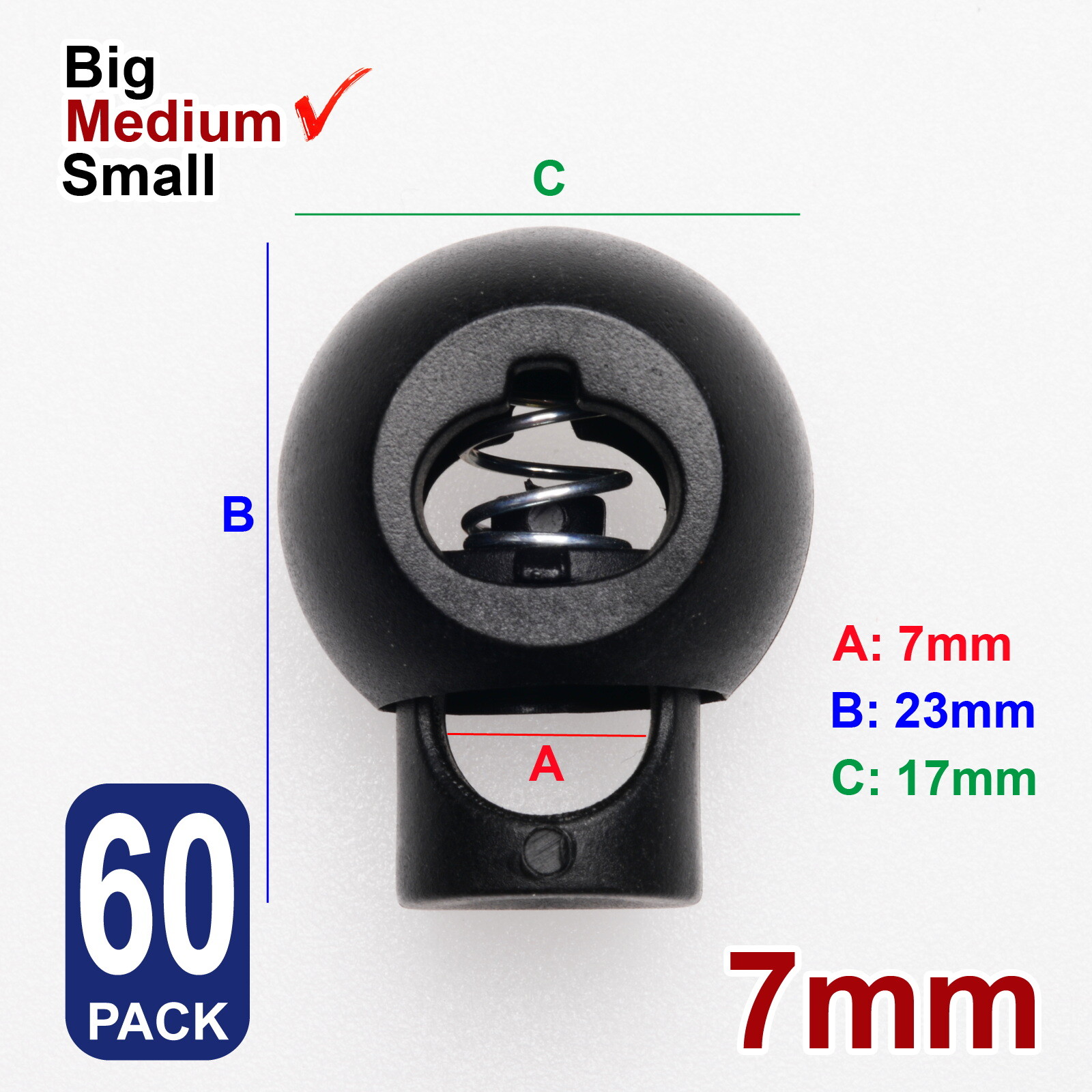 60x Cord Locks Toggle Plastic End Spring Stopper Slider Backpack Rope ...