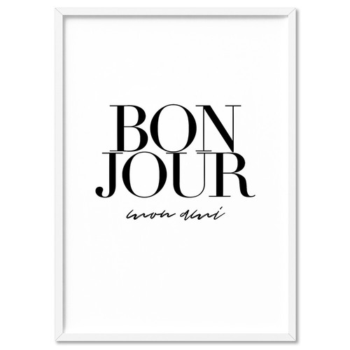 French Quote Art Print Bon Jour Mon Ami. Typography Wall Art Decor Home ...