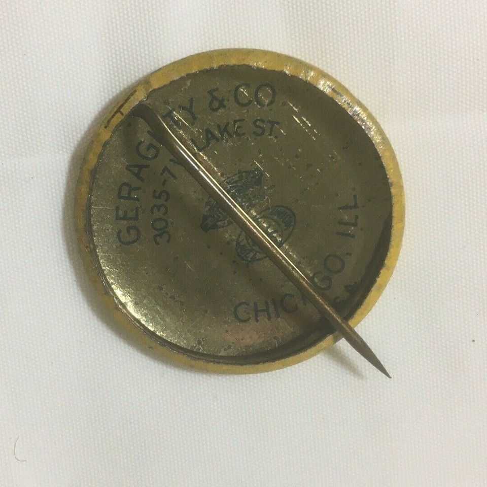 Member Open Eye Club Pin Button Vintage Back Geraghty & Co Small Yellow ...