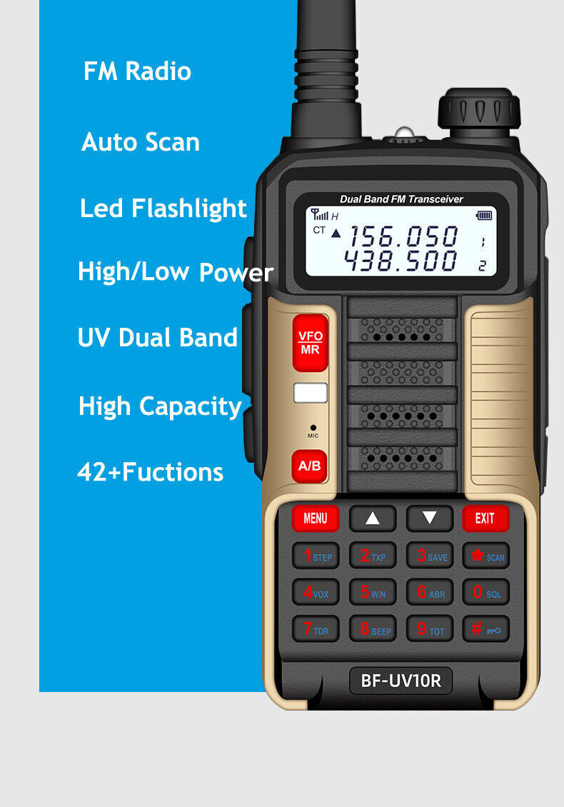 BAOFENG UV-10R 16W DUAL-BAND VHF/UHF WALKIE TALKIE LONG RANGE TWO WAY ...