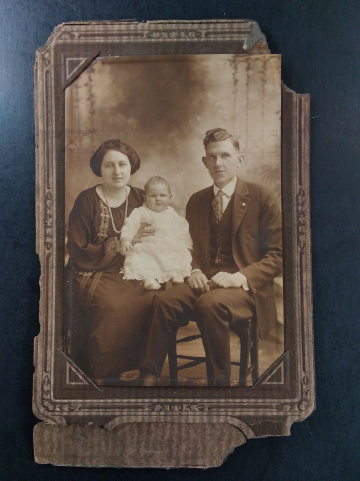 Proud Parents Antique Photo Early 1900s Happy Fat Baby Dad Mom | eBay