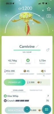 Pokémon Shiny Carnivine GO | eBay