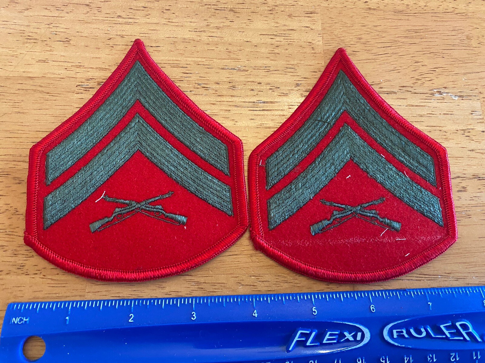 Pair Of USMC Red Green Corporal Enlisted Rank Patch US Marine Corps ...