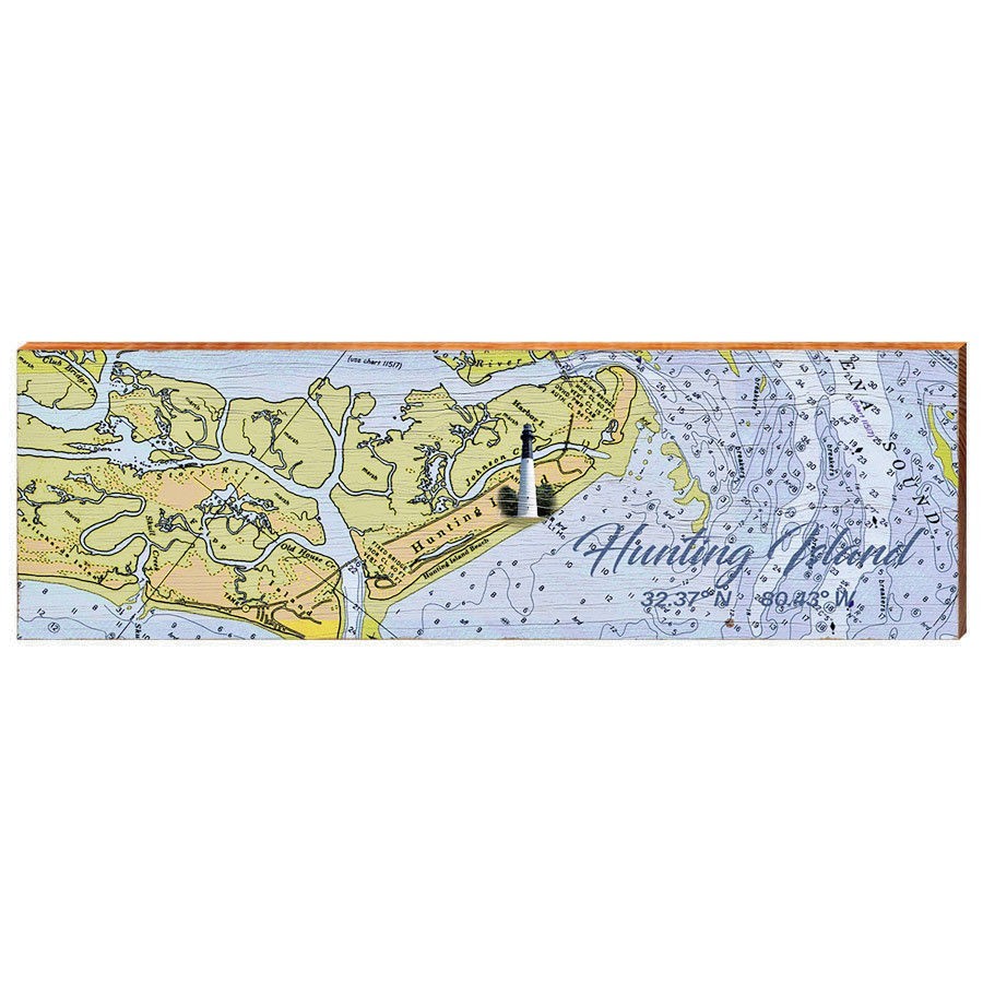 Hunting Island, SC Map Sign Printed On Real Wood HUN4-TOW6M-B-1 | eBay