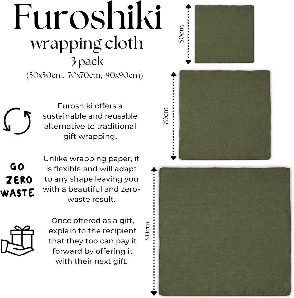 The Useless Brand Furoshiki Wrapping Cloth | Reusable Cotton Fabric ...