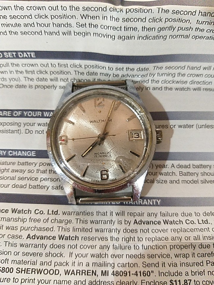 Vintage Waltham Automatic Watch 17j Incabloc Swiss Date- RUNNING ...