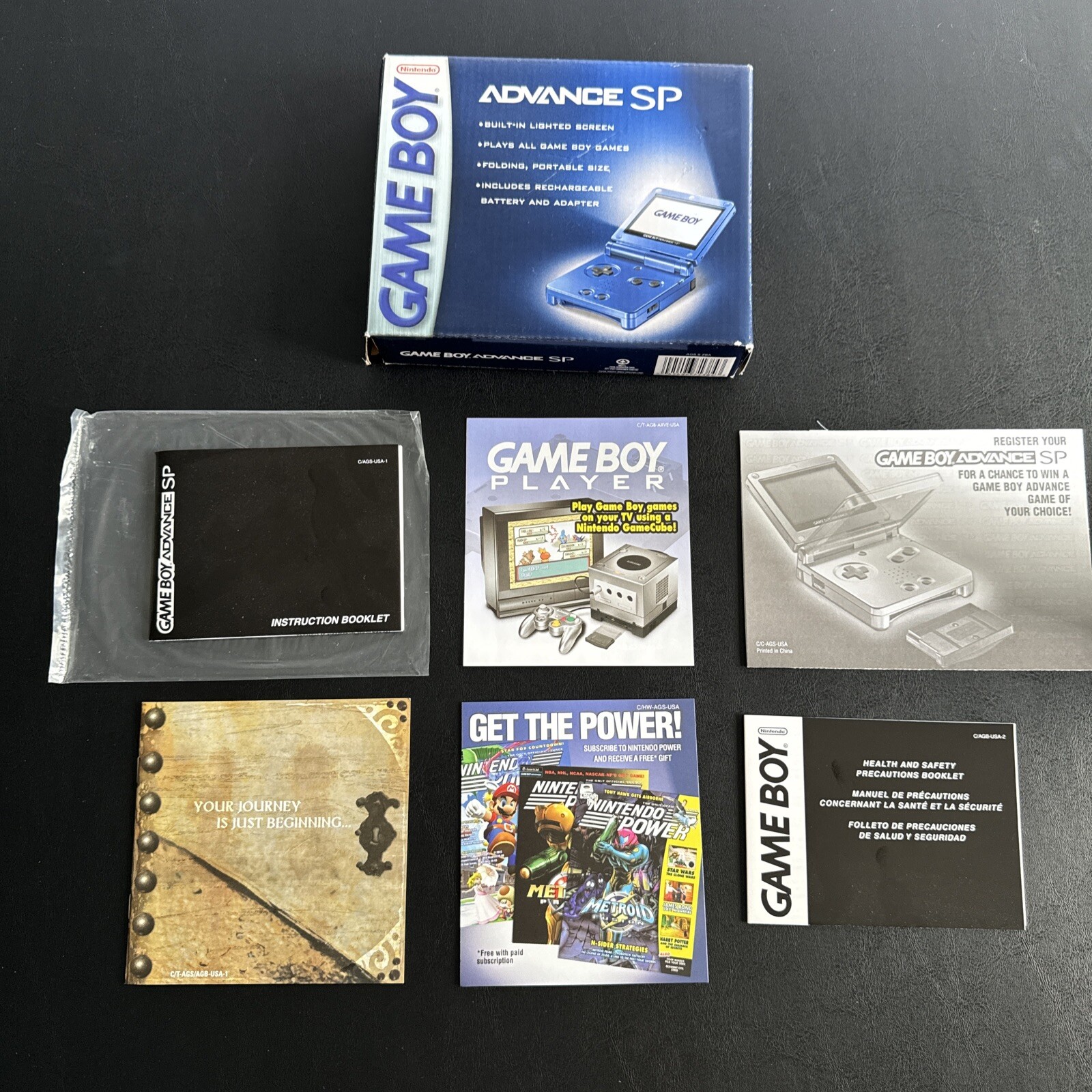 Nintendo Gameboy Advance SP GBA Cobalt Blue Original Box & Inserts Only ...