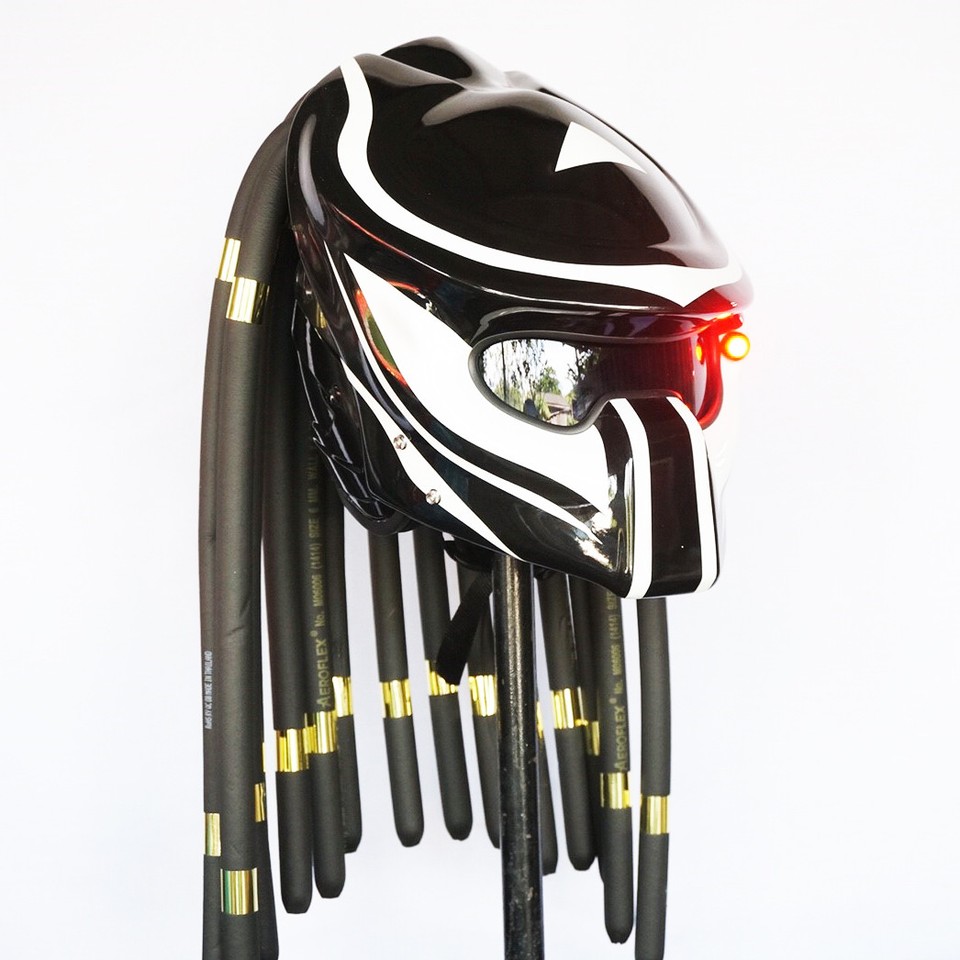 Predator Helmet Casco Motorcycle Costume Prop Mask Alien Glossy Black ...
