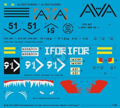 Peddinghaus 1/48 M1A1 Abrams Tank Markings OIF Iraq & IFOR Bosnia (3 ...