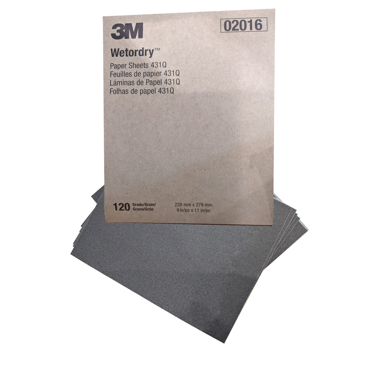 3M 9" x 11" 120 Grit Wet or Dry Tri-M-ite Sandpaper Sheets 50ct 02016 ...