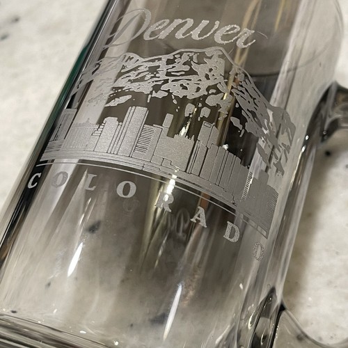 Denver Colorado Skyline Etched Chrome Smokey Mirrored Silver Glass Mug ...