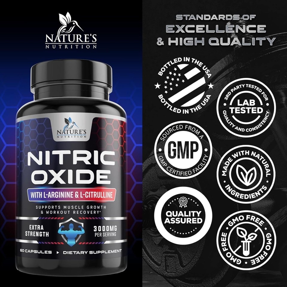 Nitric Oxide Booster Extra Strength 3000mg - L Arginine 3X Strength Nitric Oxide | eBay