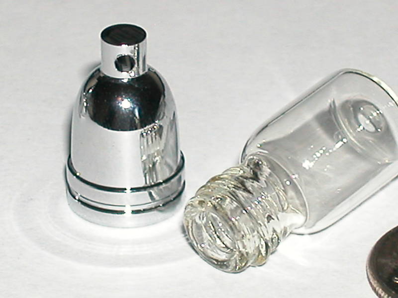 1 Small oil vial wish pendant tube bottle w/SCREW CAP fillable perfume ...