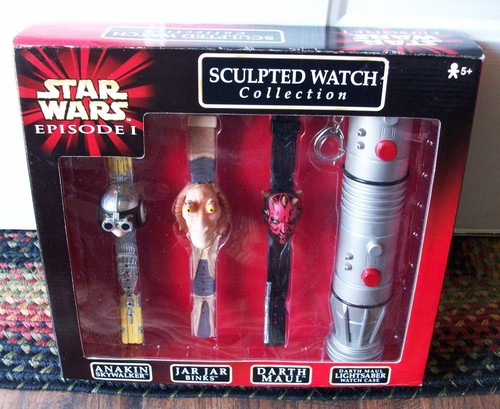 Star Wars JAR JAR BINKS Wrist Watch Lot of 3 Lightsaber Case Lucasfilm ...