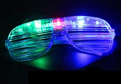 Rave Party Glasses LED Light Up Blue Plastic Festival Shades Slatted ...
