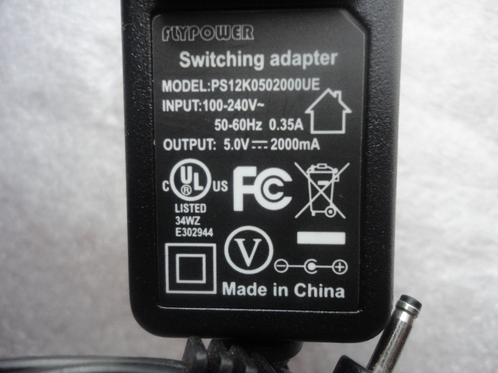 FlyPower AC/DC Power Supply Adapter Charger 5.0V PS12K0502000UE | eBay