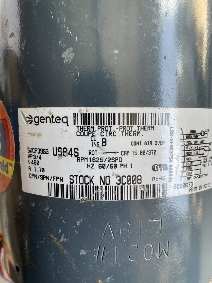 GENTEQ BLOWER MOTOR 5KCP39SG 1 HP 208-230v, 5.59 | eBay