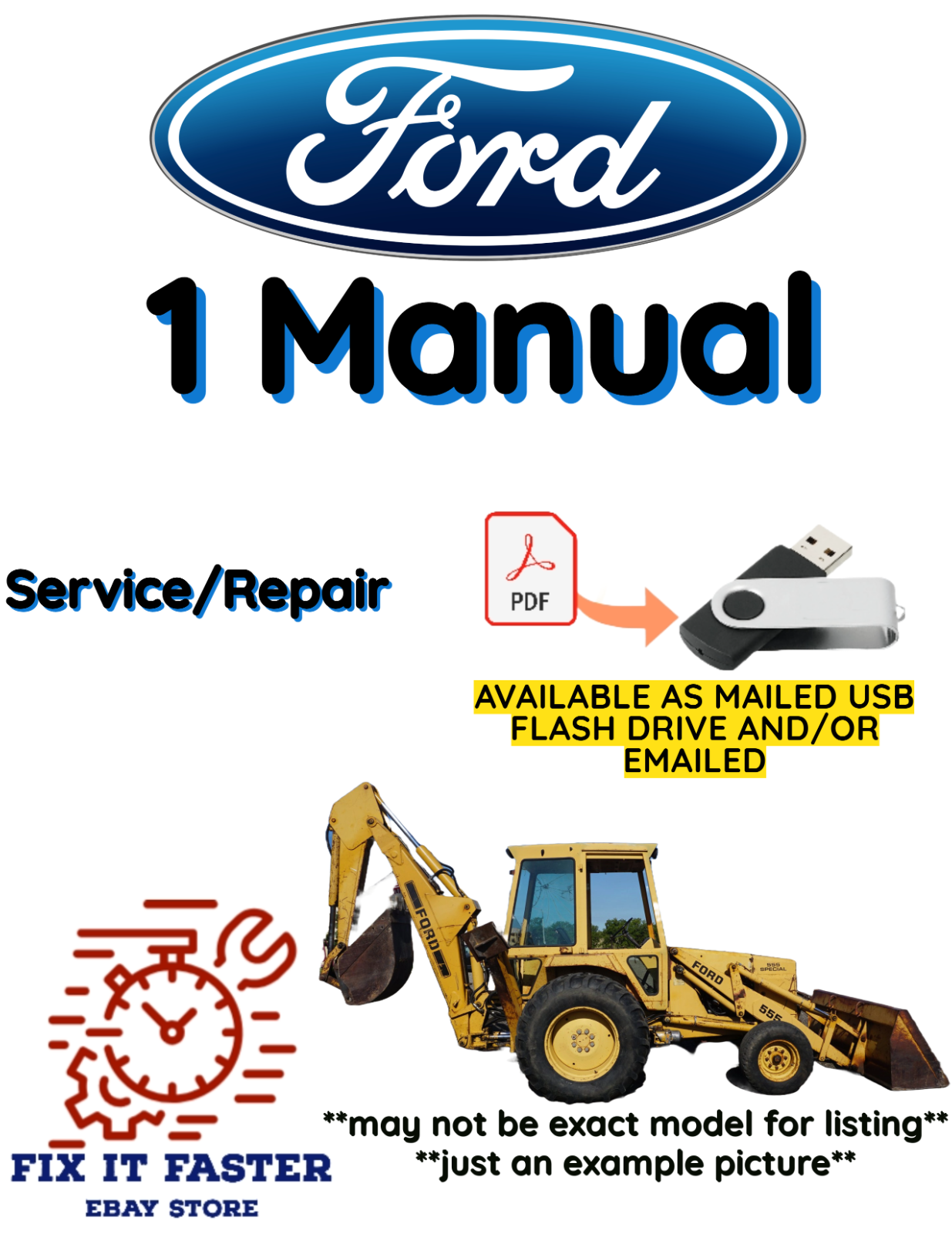 FORD 7500 BACKHOE LOADER SERVICE REPAIR SHOP MANUAL PDF USB | eBay