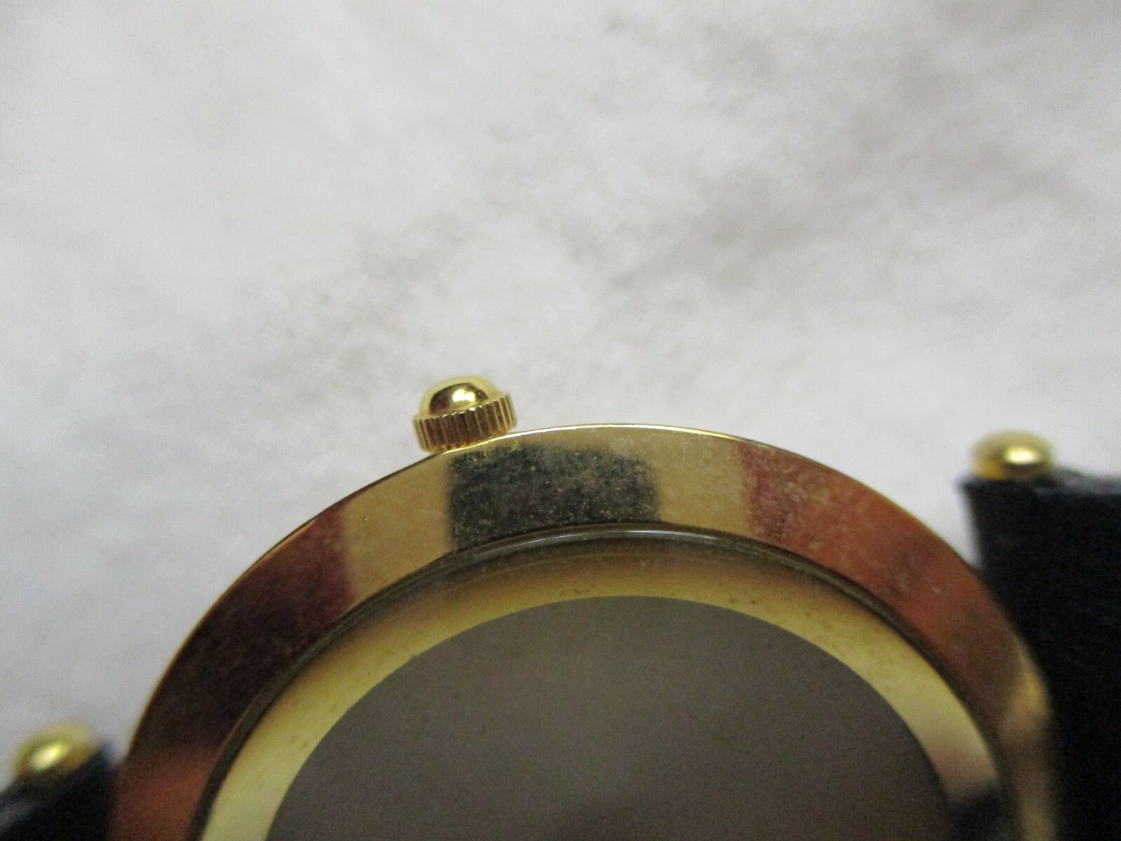 18K Gold Plated Pierre Rucci Watch Black Buckle Leather Band Water ...