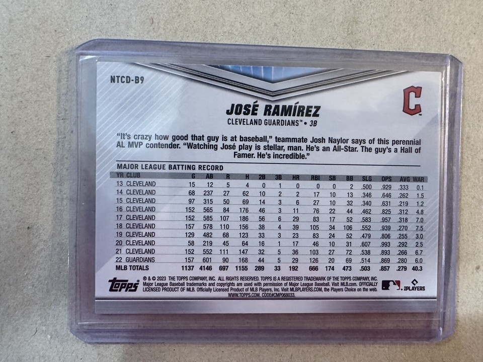 Jose Ramirez 2023 Topps International Trading Card Day, No. NTCD-B9 | eBay