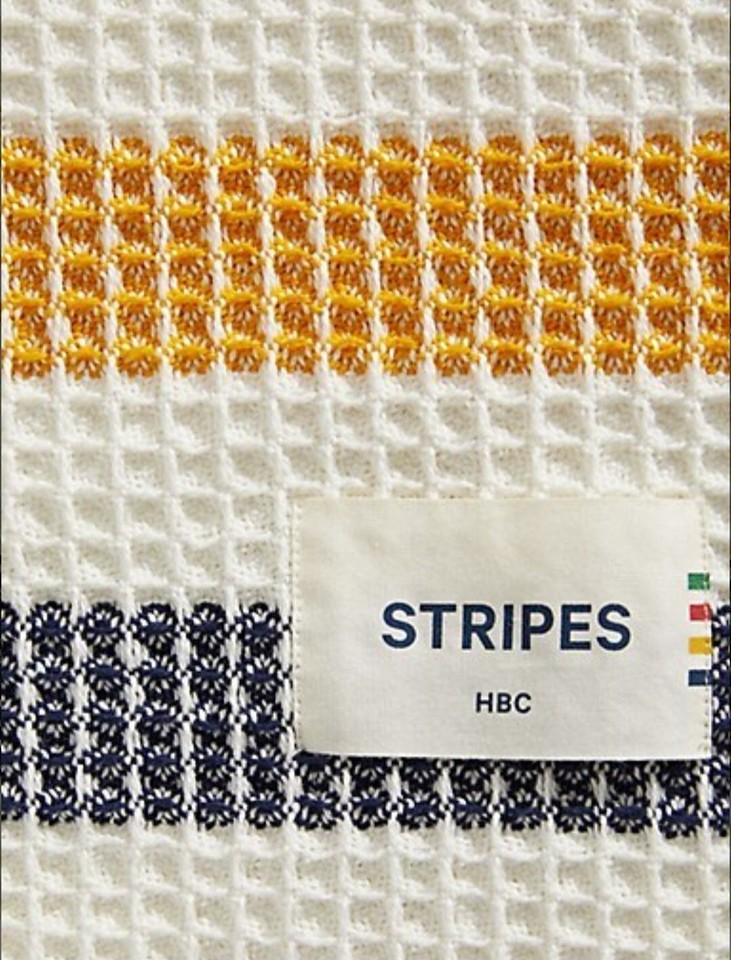 NEW Hudson's Bay HBC Stripes Multistripe Cotton Waffle Throw 50"W x 70 ...