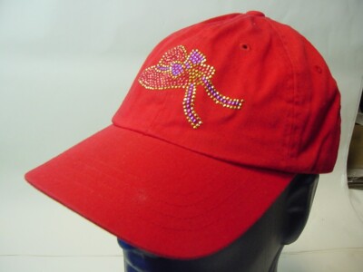 RED HAT WITH HAT SHAPED BEADING ADJUSTABLE OSFM | eBay