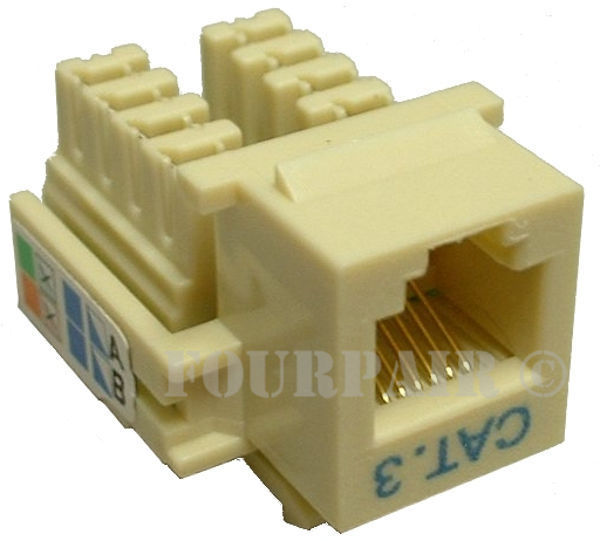 100 Pack Lot - CAT3 Keystone Snap-In Insert Punch Down Jack RJ11 RJ12 ...