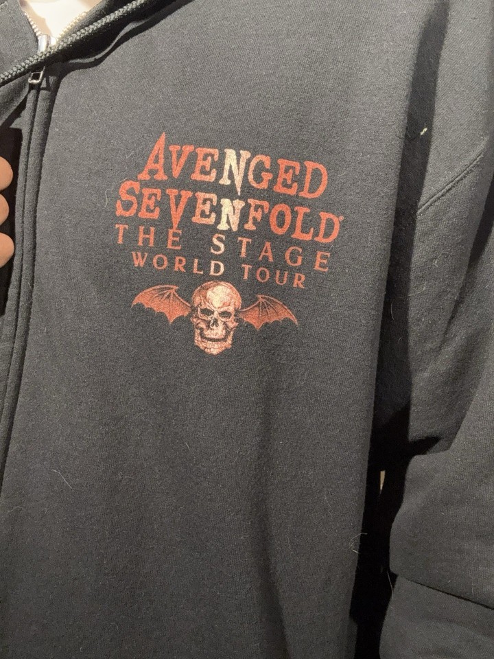 Y2k 2001 Avenged SevenFold A7X The Stage World Tour Black Skull Zip Up ...