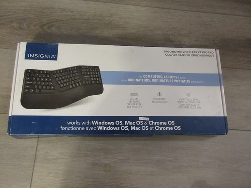 Insignia Full-Size Wireless Ergonomic Membrane Keyboard - Black NS ...