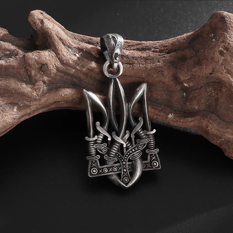 Coat Of Arms Of Ukraine Trident Sword Tryzub Jewelry Silver Pendant ...
