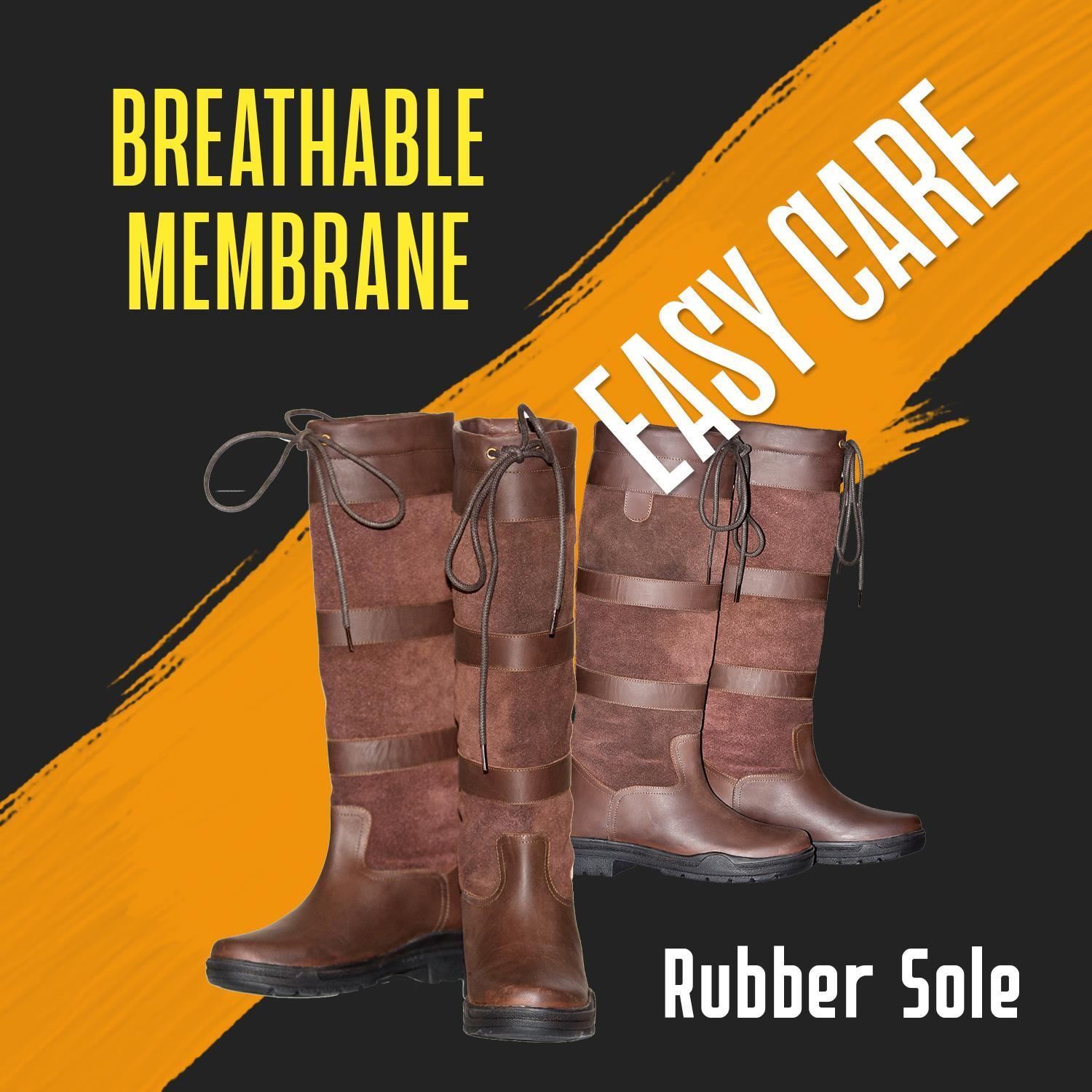 Country Tall Equestrian Horse Walking Leather Horse Boots Waterproof ...