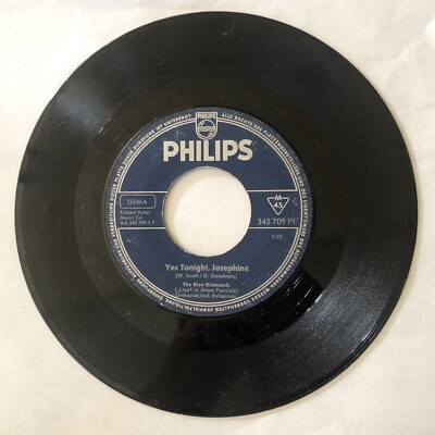 The Blue Diamonds - Yes Tonight, Josephine / Rag Mop 45 RPM Philips ...