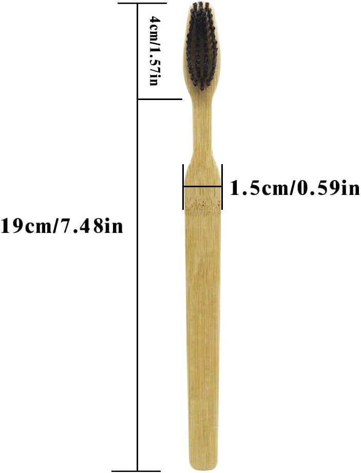Extra Hard & Firm Bamboo Charcoal Toothbrush Long Head with Wide ...