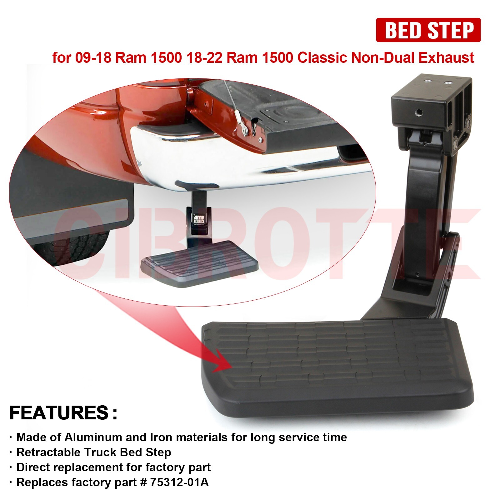 Rear Bed Step for 2009-2018 Ram 1500 2018-2022 Ram 1500 Classic Non ...