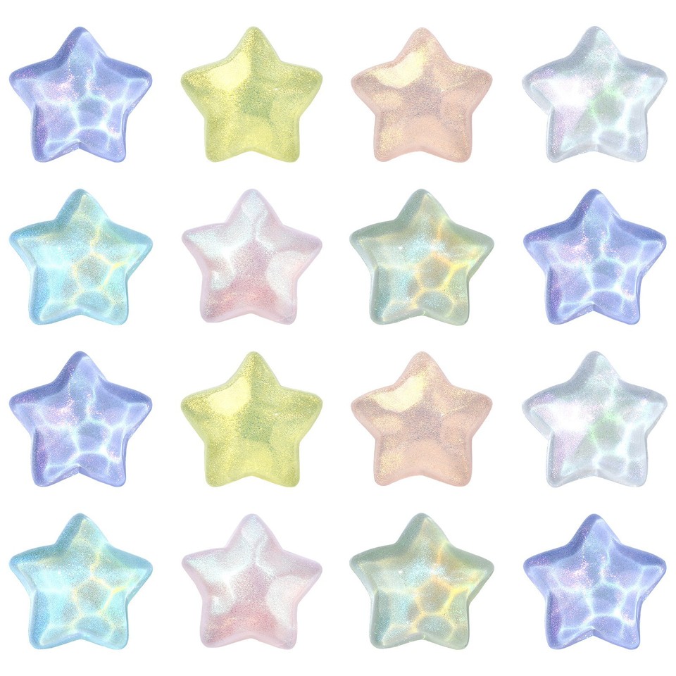 50x Resin Cabochons Glitter Star Flat Back Beads for DIY Craft Jewelry ...