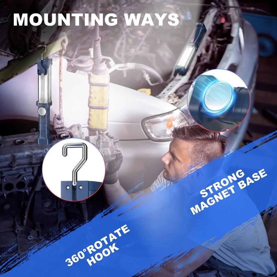 LED Work Light Rechargeable, Portable Mechanic Trouble Light with1200 ...