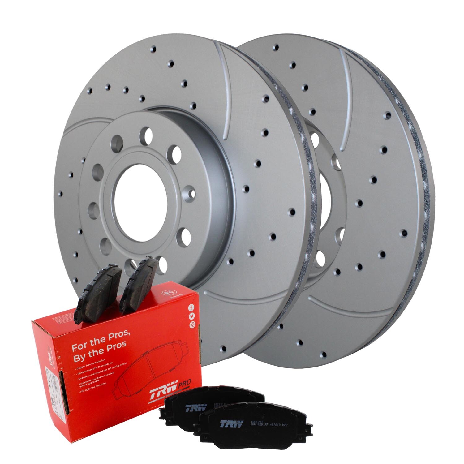 Front Brake Kit 288mm Drilled Disc Rotors & TRW Low-Met Pads For A3 e ...
