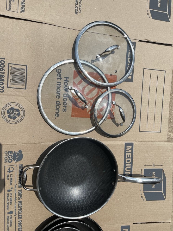 HexClad Hybrid Nonstick 7-Piece Cookware Set With Lids & Wok | eBay