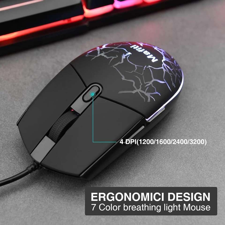 RK101 Computer Keyboard Mouse Combo Wired, RGB Backlit USB Keyboard for ...