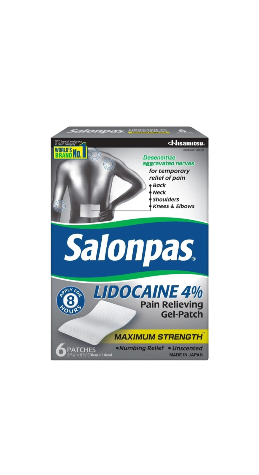 Salonpas, Gel-Patch, 6 count, for Back, Neck, Shoulder, Knee Pain and ...