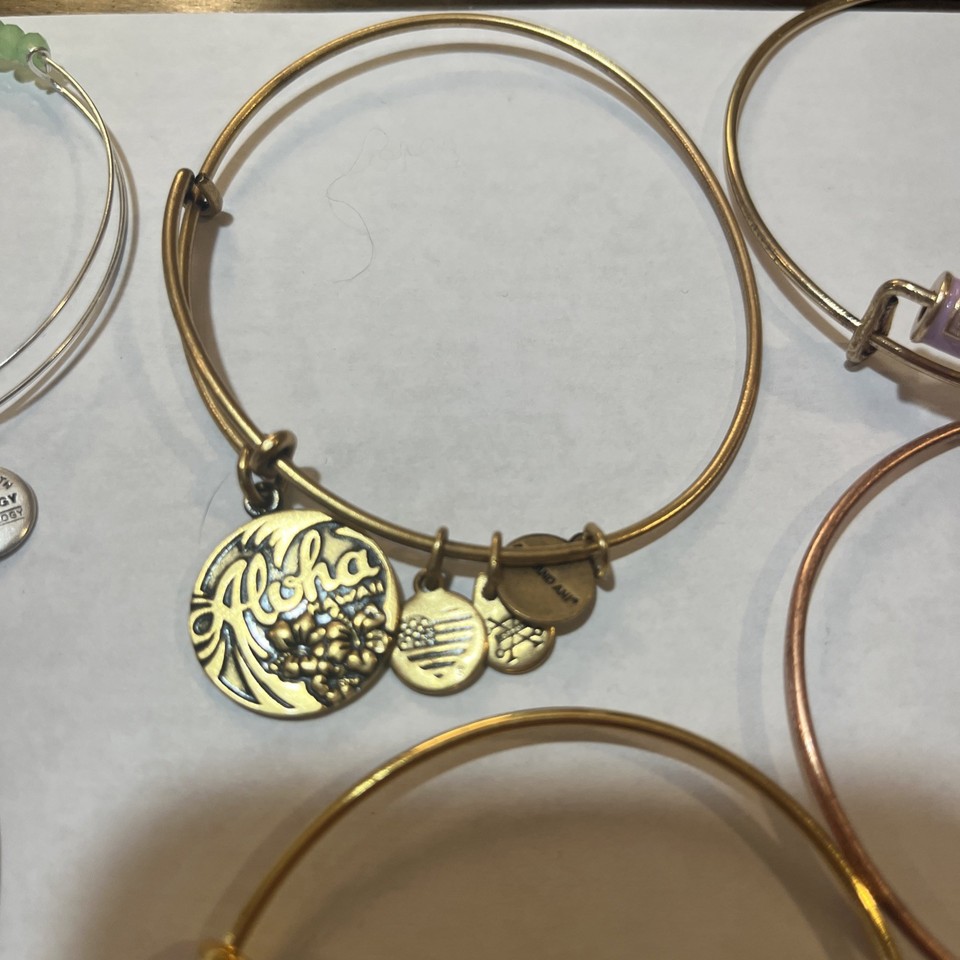 Alex And Ani Bracelet Lot 10 Pc Silver Gold Bronze Tone Charm Bangle ...