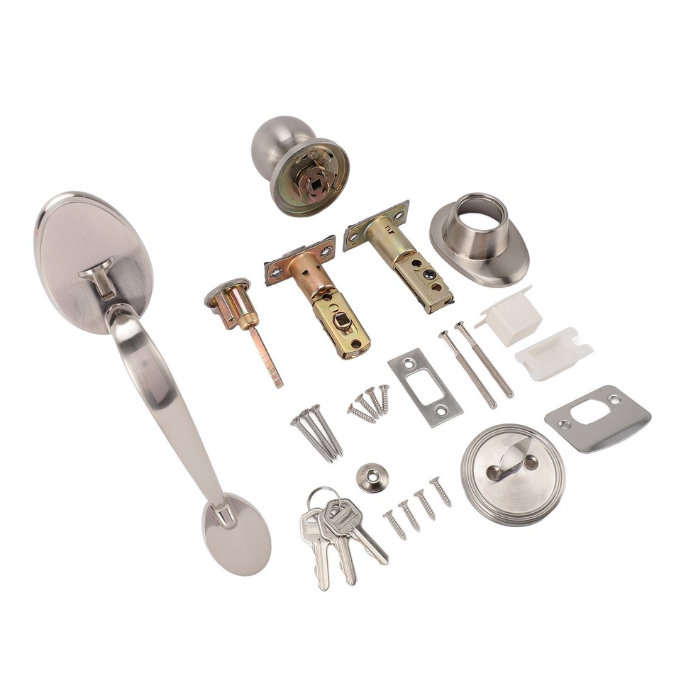 Front Door Lock Handle Set Zinc Alloy Rust Proof Stylish Look Reliable ...
