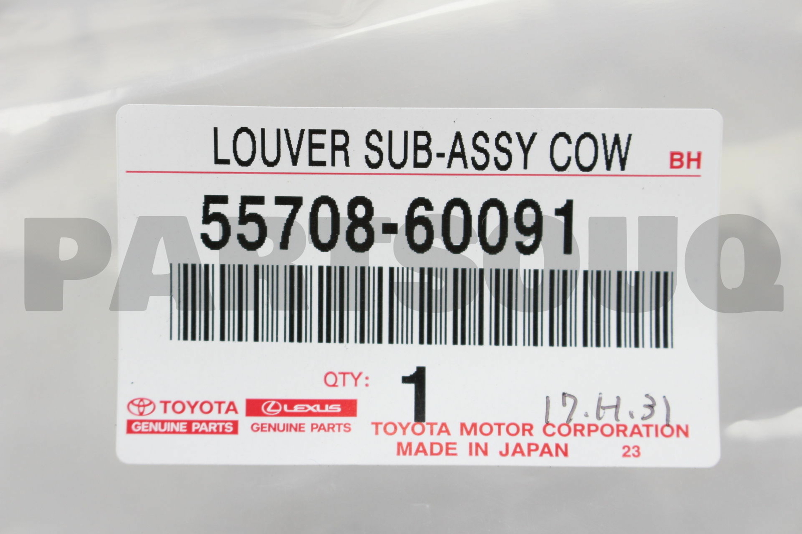 5570860091 Genuine Toyota LOUVER SUB-ASSY, COWL TOP VENTILATOR 55708 ...