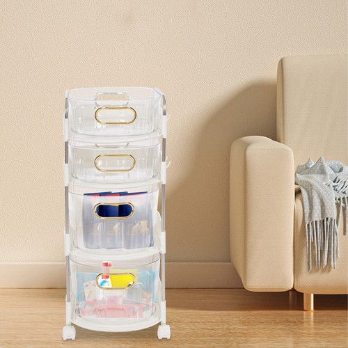 4 Tier Drawer Storage Rolling Cart Multi-functional Mobile Storage ...