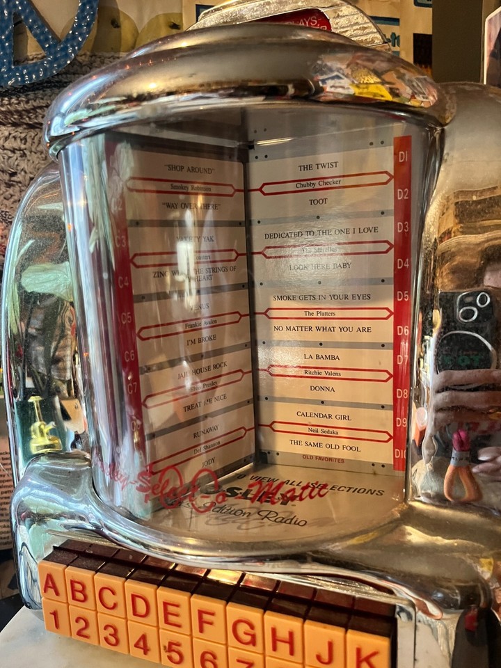 table top jukebox machine seeburg select 0 matic silver juke box | eBay